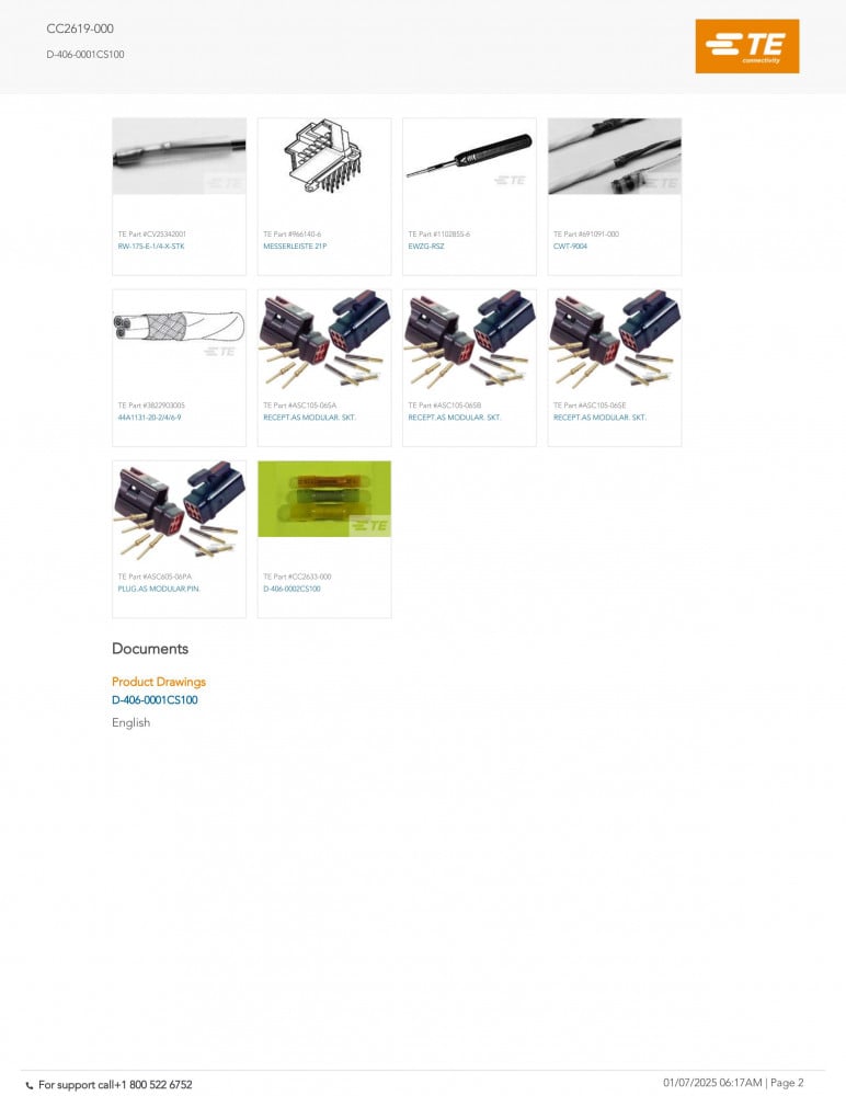 CC2619-000 technical document page 2