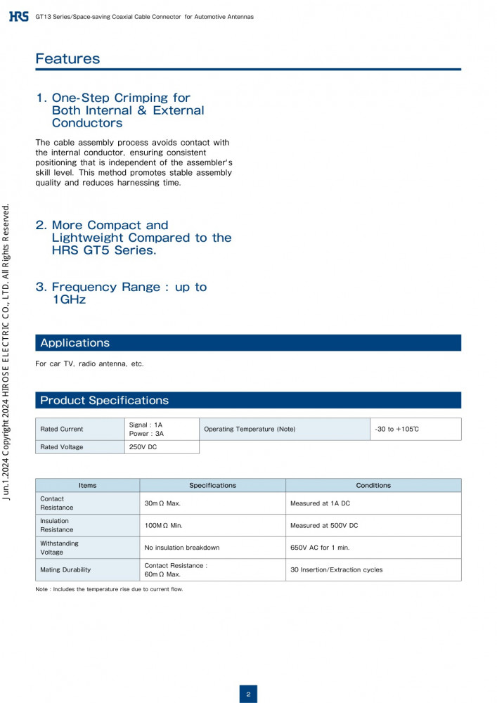 HRS GT13SC technical document page 2