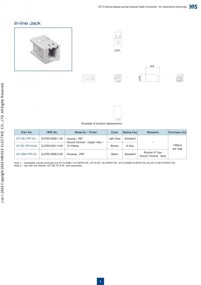 HRS GT13SC technical document page 5