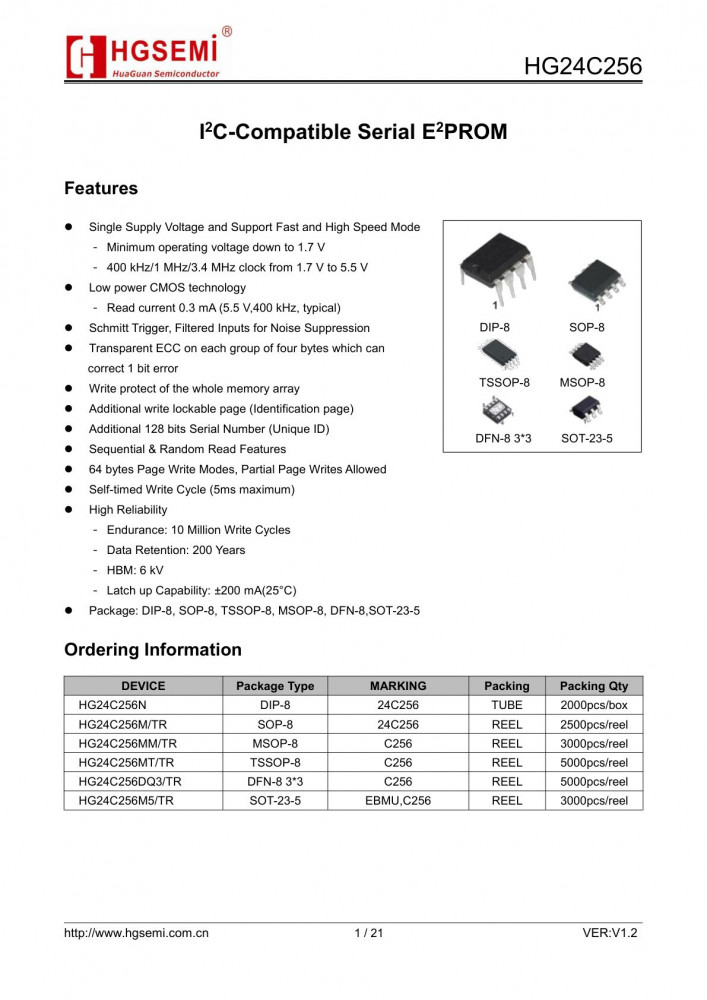 HG24C256 datasheet page 1