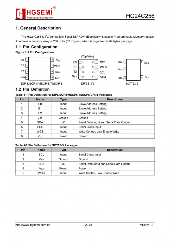 HG24C256 datasheet page 2
