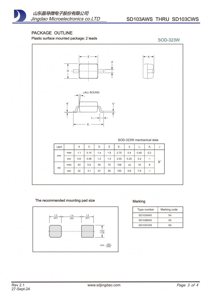 SD103CWS datasheet page 3