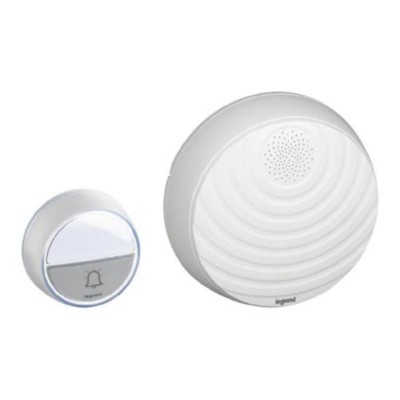 Comfort radio kit, wireless chime and doorbell, round, white, 100m radio range and 15 melodies for sale