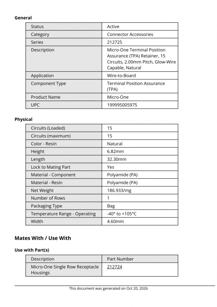 Technical document image 2 for MOLEX 2127252150