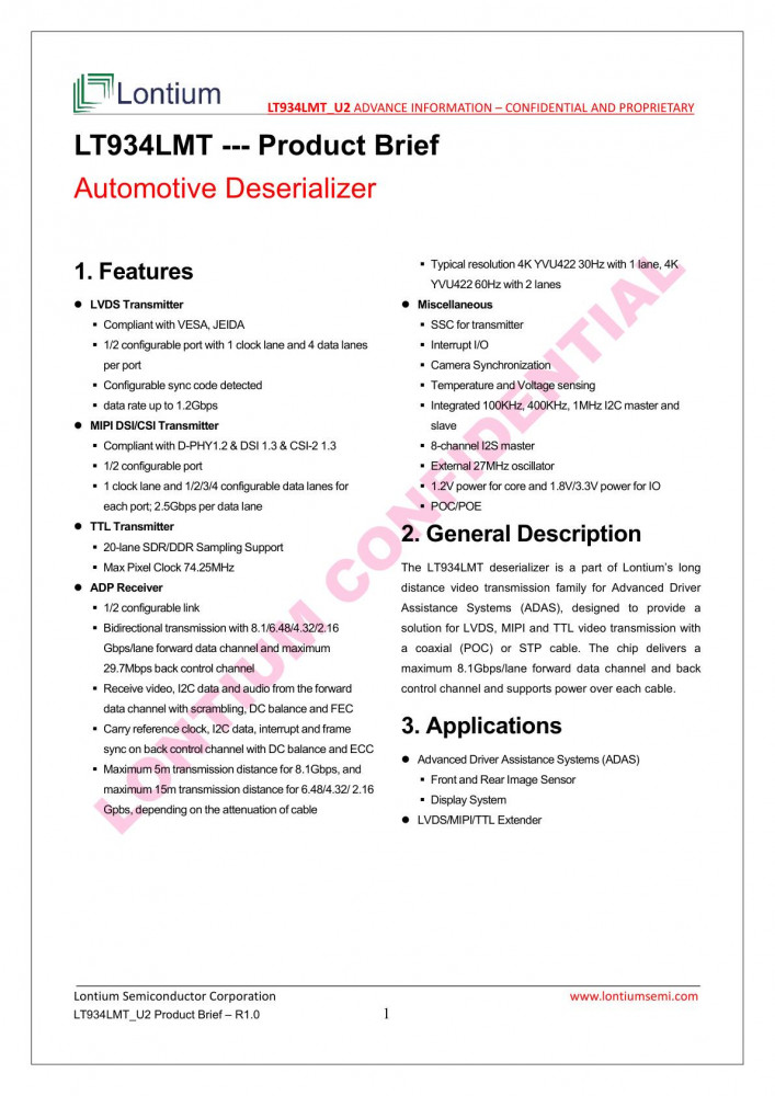 LT934LMT technical document page 1
