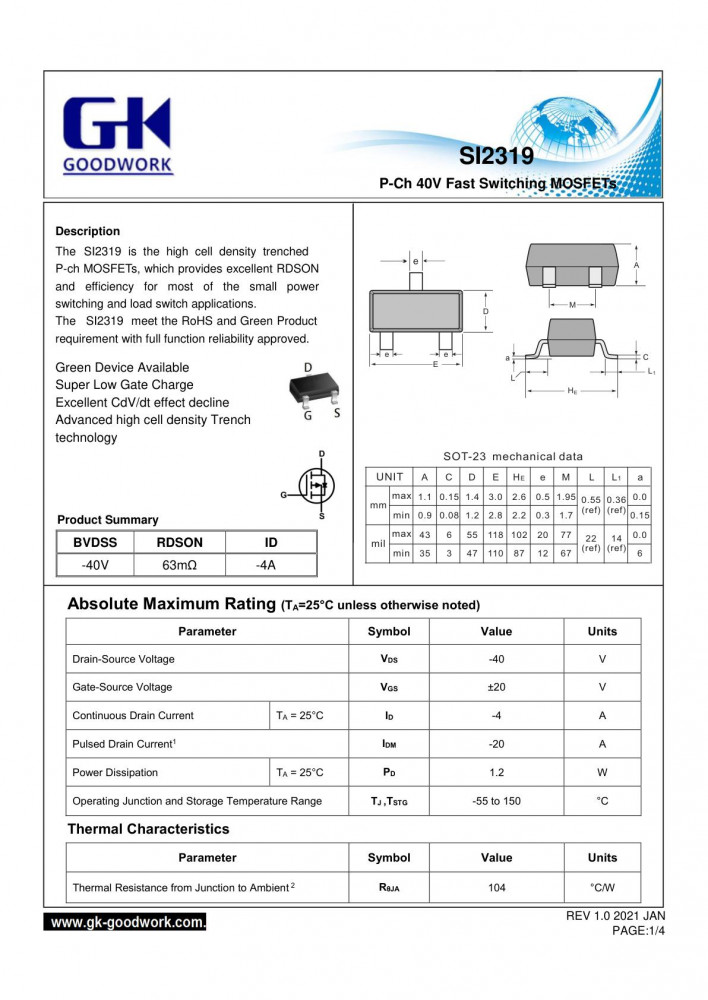 SI2319 datasheet page 1