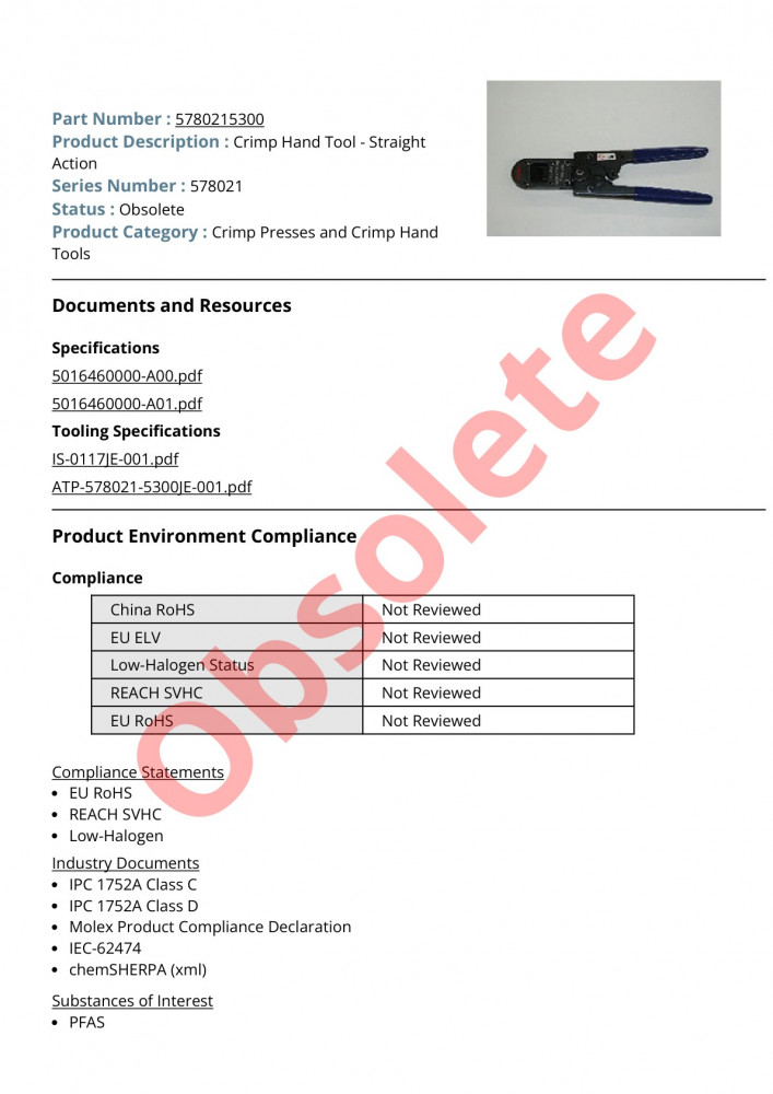 Molex 5780215300 technical document preview, page 1