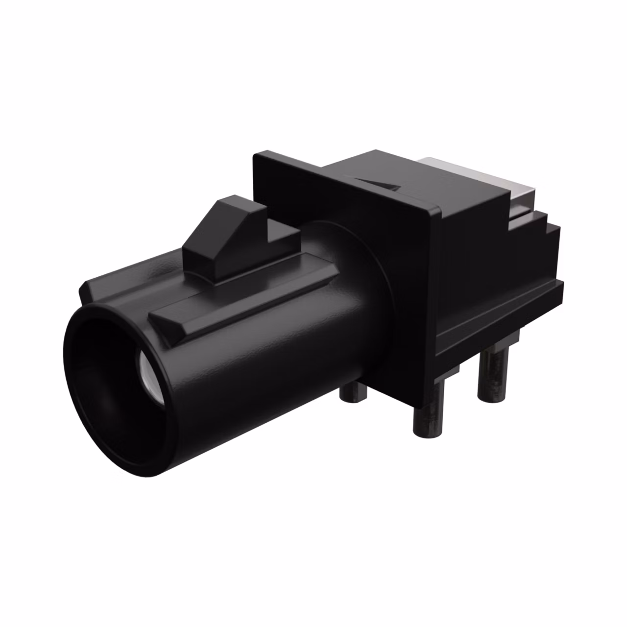 FAKRA Jack, Right-Angle, PCB Receptacle, Through Hole, Die Cast Body, Tin (Sn) Plated, Keying Code A, Black, 50 Ohms for sale