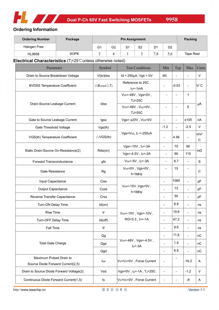 HL 9958 datasheet page 2
