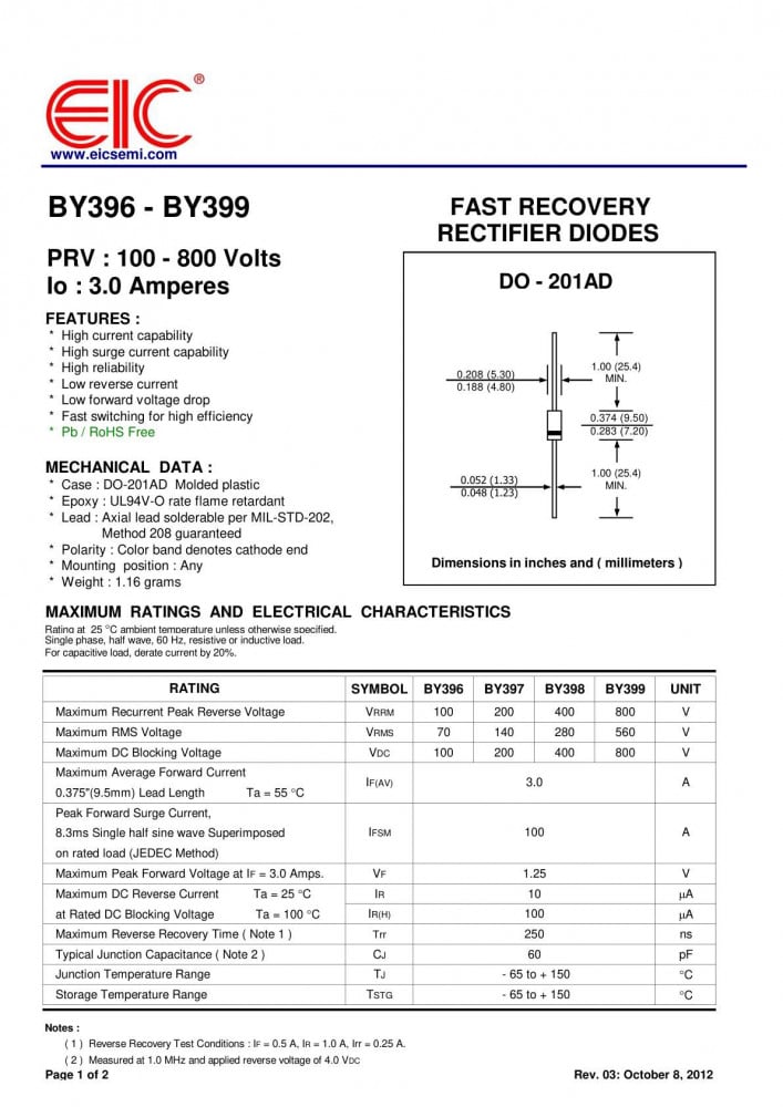 EIC BY399 datasheet page 1