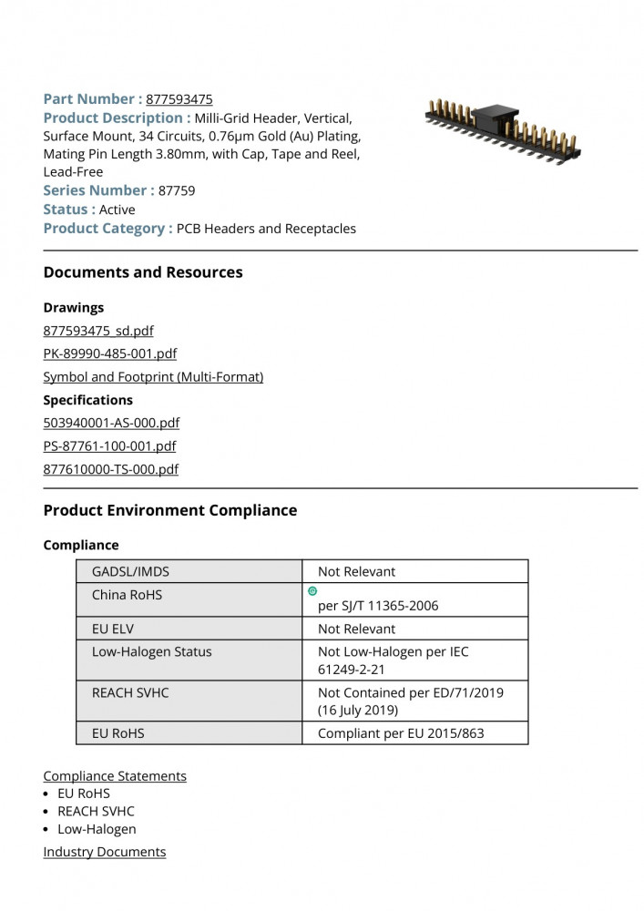 MOLEX 877593475 technical drawing preview 1