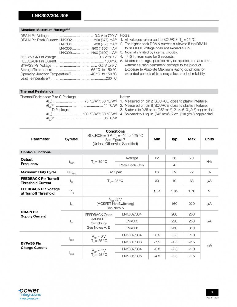 LNK306DG datasheet page 9