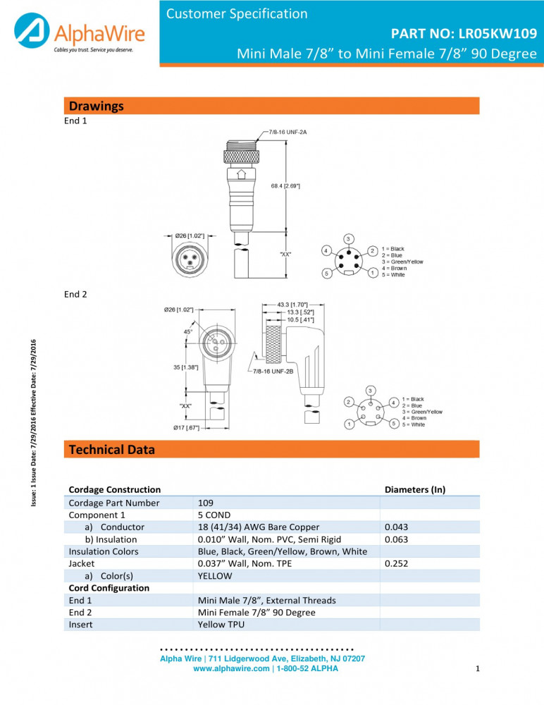 LR05KW109 YL355 technical document page 1