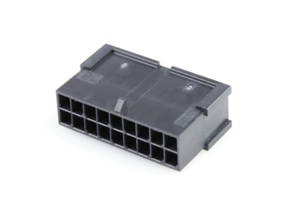 Micro-Fit 3.0 Plug Housing, Dual Row, 22 Circuits, UL 94V-0, Low-Halogen, Black