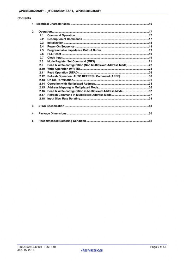 RENESAS μPD48288209AF1 datasheet page 9