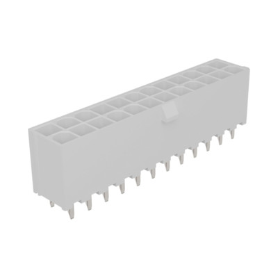 Mini-Fit Jr. Reflow Solder Capable Header, Right-Angle, Dual Row, 4 Circuits, without Mounting Peg, Gold (Au) Plating, Glow-Wire Capable, Tape and Reel