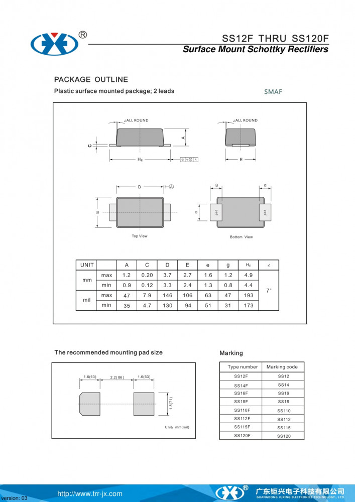 JUXING SS14F datasheet page 3