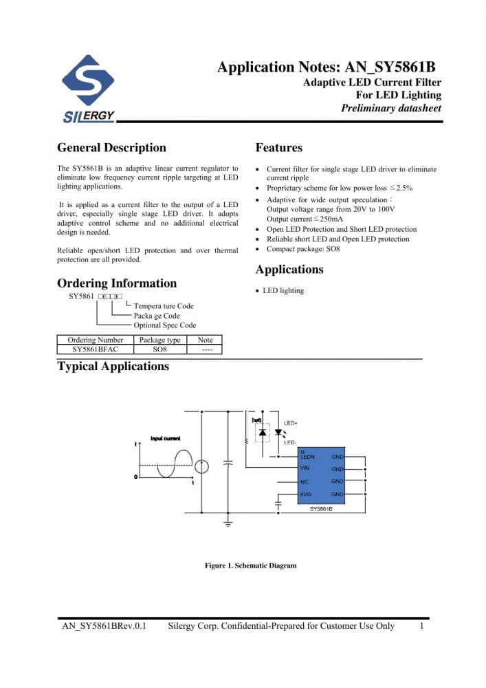 SY5861BFAC datasheet page 1