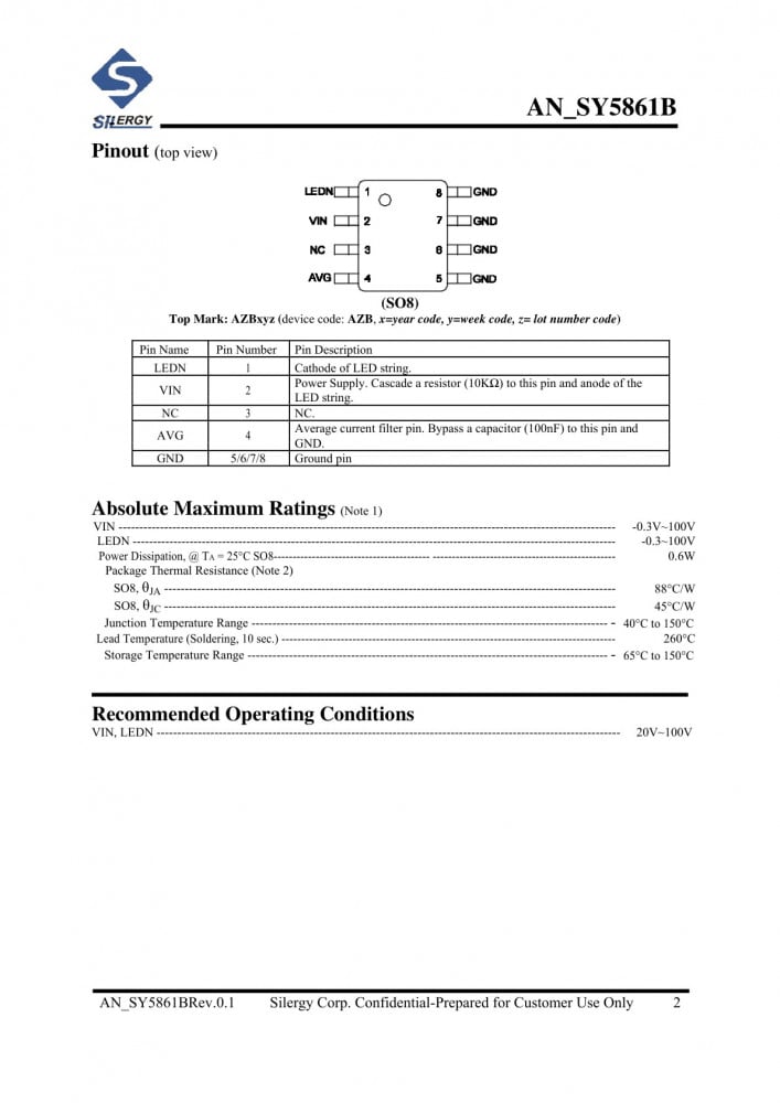 SY5861BFAC datasheet page 2