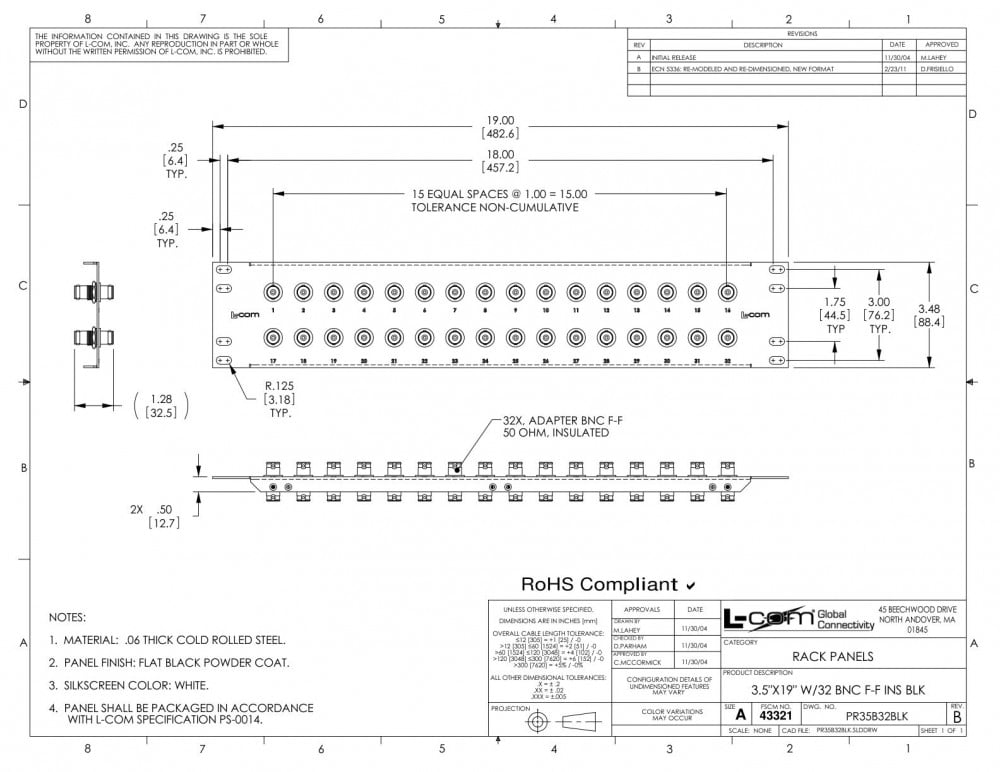 L-com PR35B32BLK product drawing