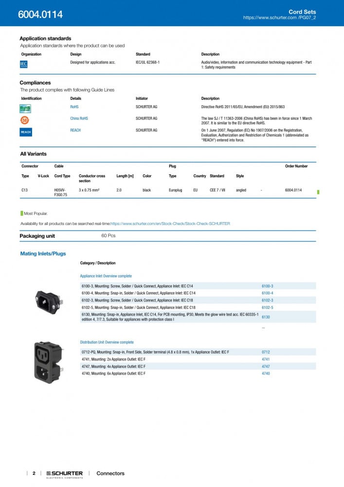 SCHURTER 6004.0114 datasheet page 2