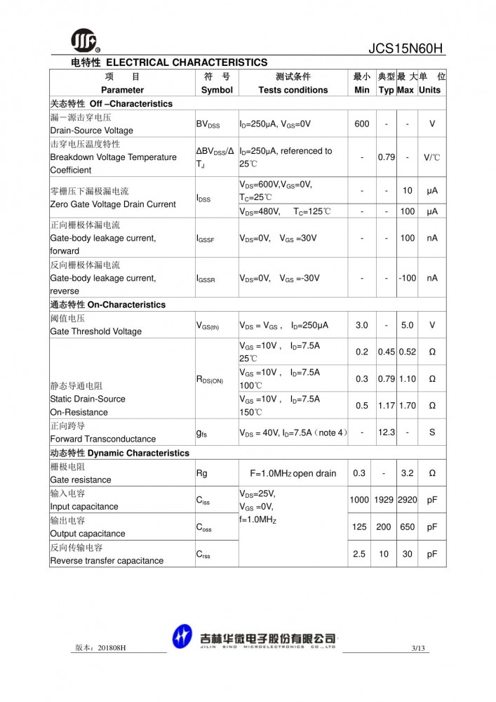 JCS15N60FH datasheet page 3