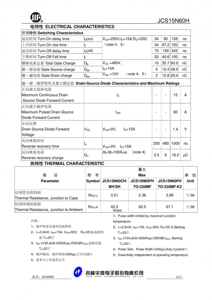 JCS15N60FH datasheet page 4