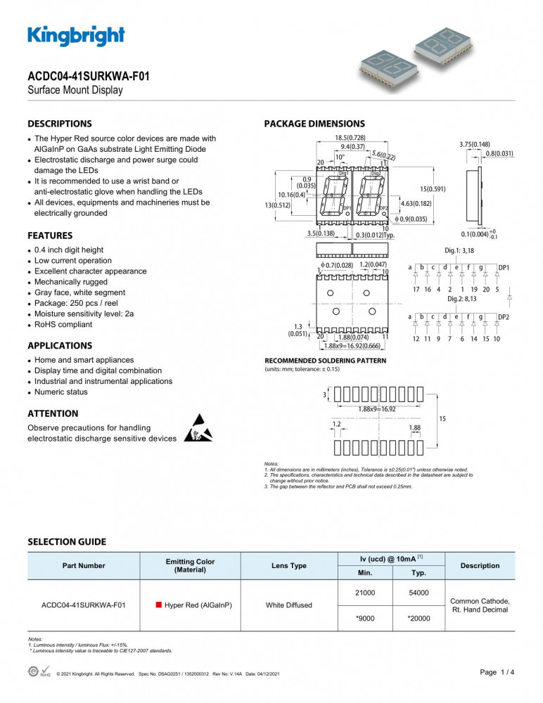ACDC04-41SURKWA-F01 datasheet page 1