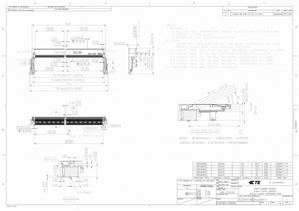 TE Connectivity 2309411-1 technical drawing page 1