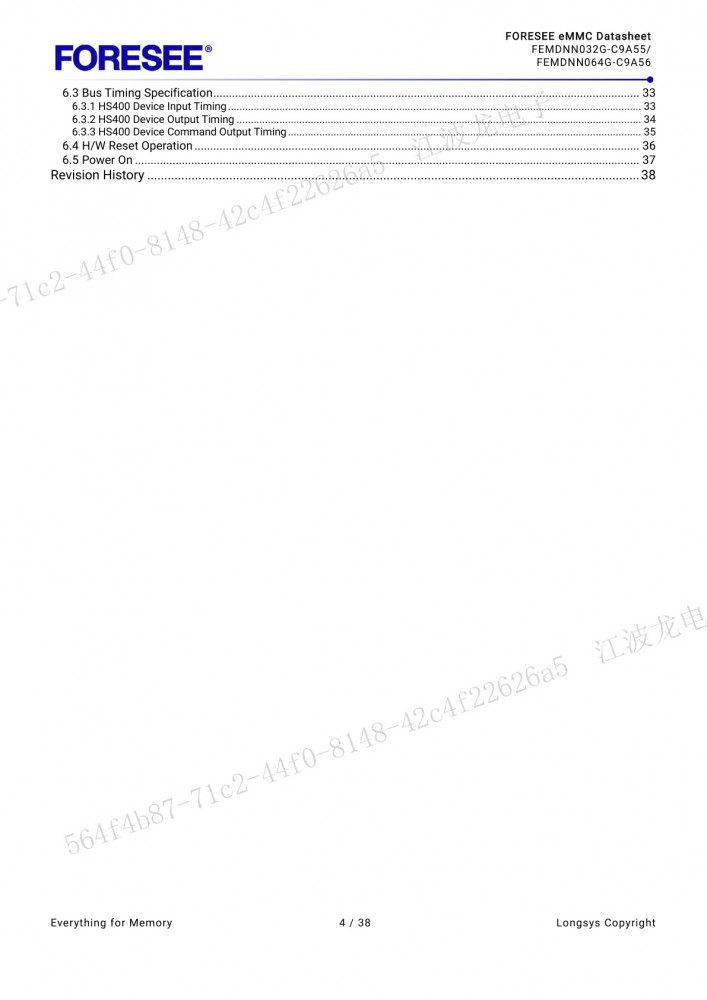 FORESEE eMMC datasheet page 4