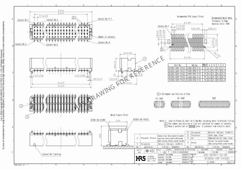 HRS DF20EG product documentation page 1