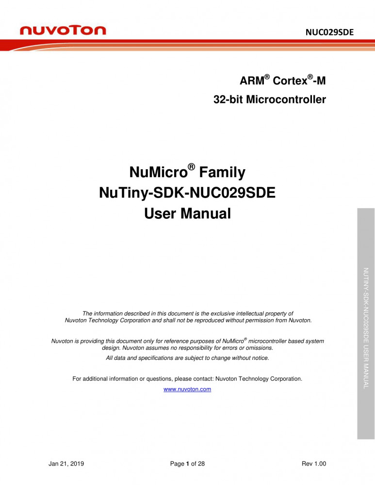 NuTiny-SDK-NUC029SDE manual page 1