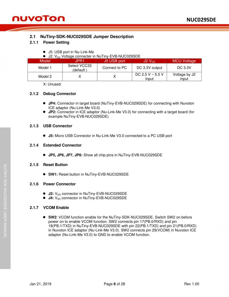 NuTiny-SDK-NUC029SDE manual page 6