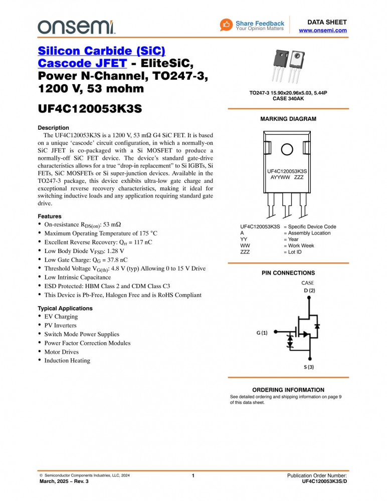 UF4C120053K3S datasheet page 1