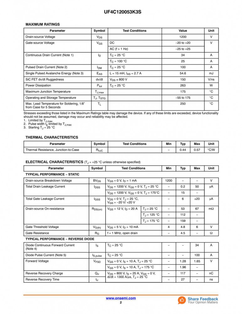 UF4C120053K3S datasheet page 2