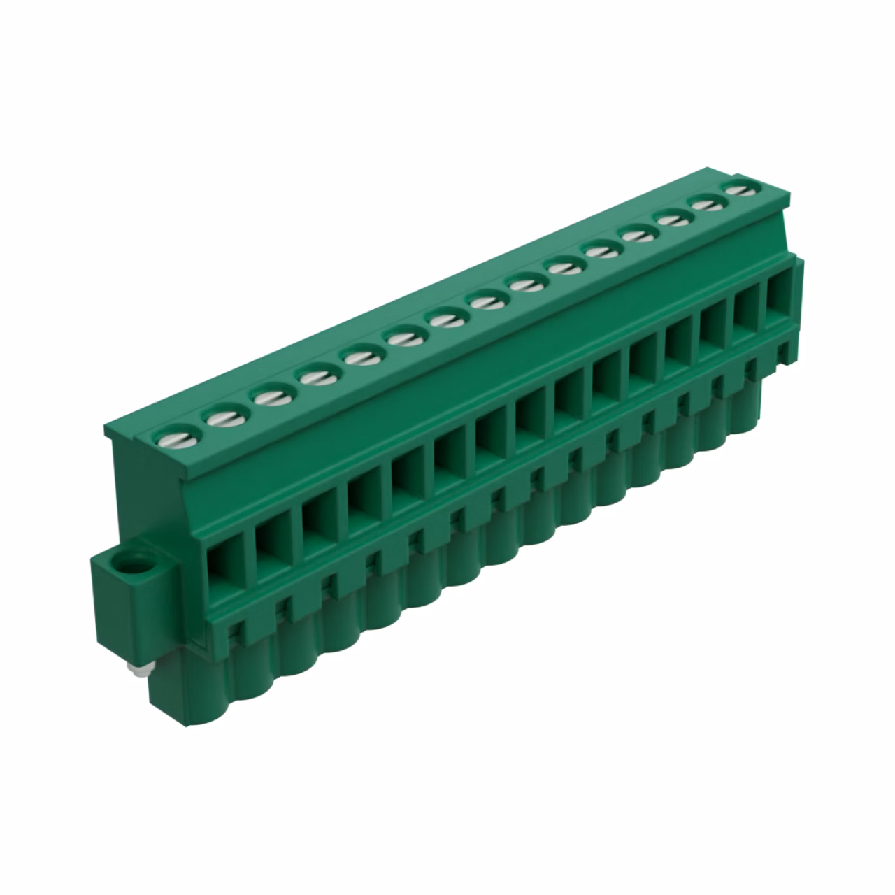 5.00mm Pitch Eurostyle Vertical Plug, with Retention Screws, Rear Wire Entry, Green Housing, Gold (Au) Plated, 15 Circuits for sale
