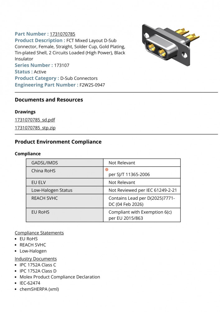 Molex 1731070785 technical document image 1