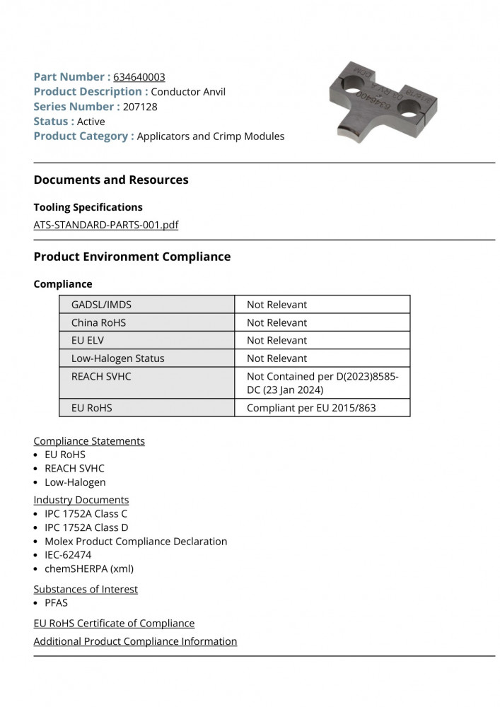 Molex tooling document preview, page 1