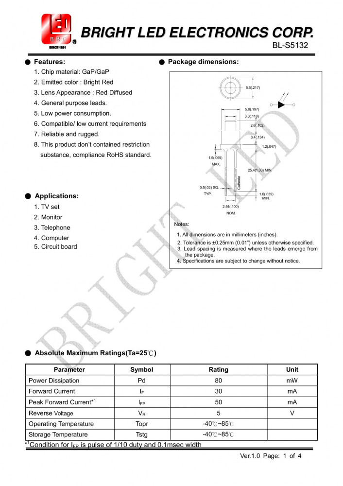 BL-S5132 datasheet page 1