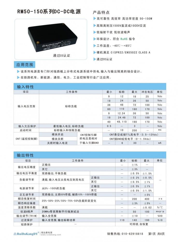 RM100-110S05W datasheet page 1