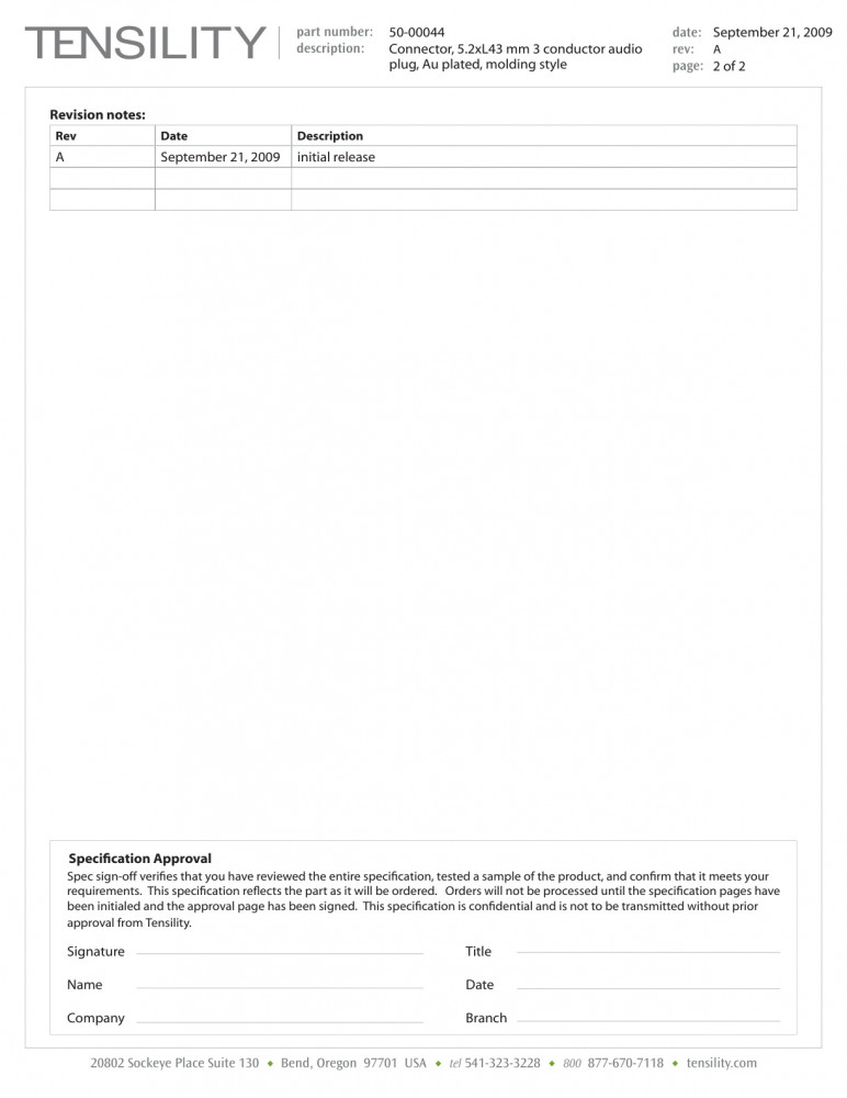 Tensility International 50-00044 product specification page 2