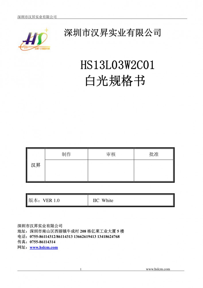HS13L03W2C01 datasheet page 1