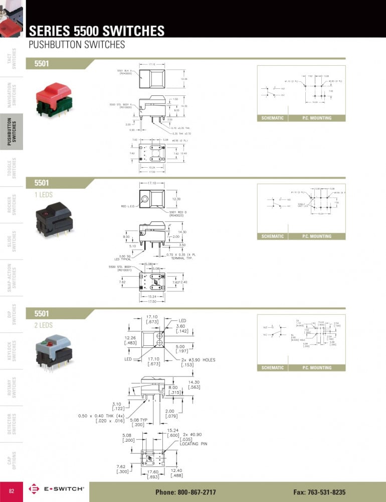 E-Switch Series 5500 datasheet page 2