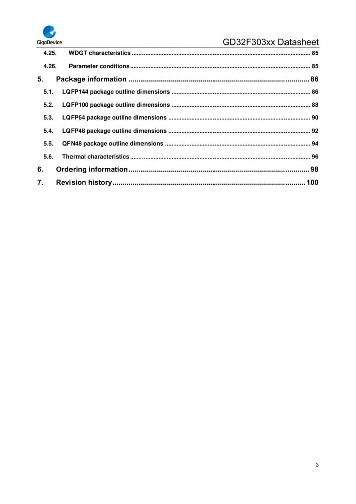 GD32F303RET6 datasheet page 4
