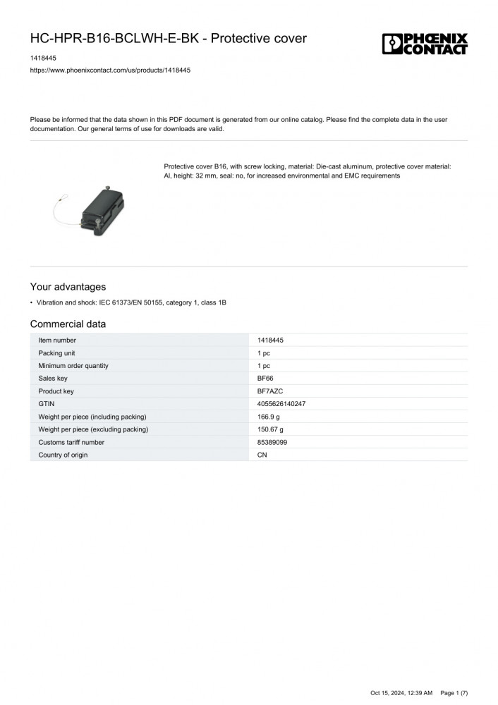 Phoenix Contact 1418445 technical document page 1