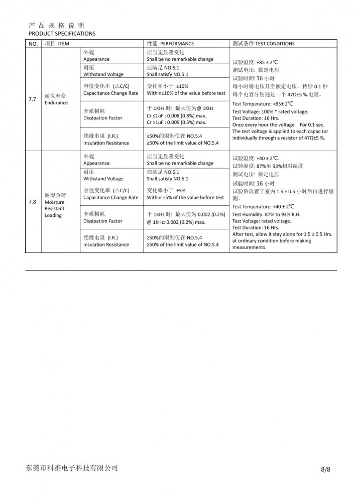 KYET MPB103J2J1001 approval specification page 8