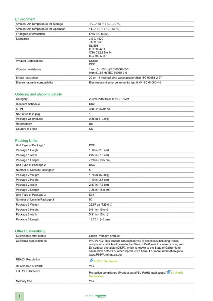 XB6ECF4J1P technical document page 2