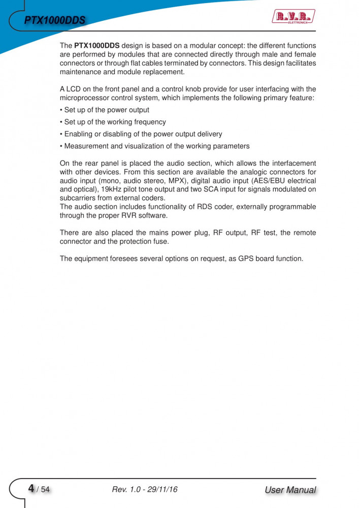 PTX1000DDS manual page image 10