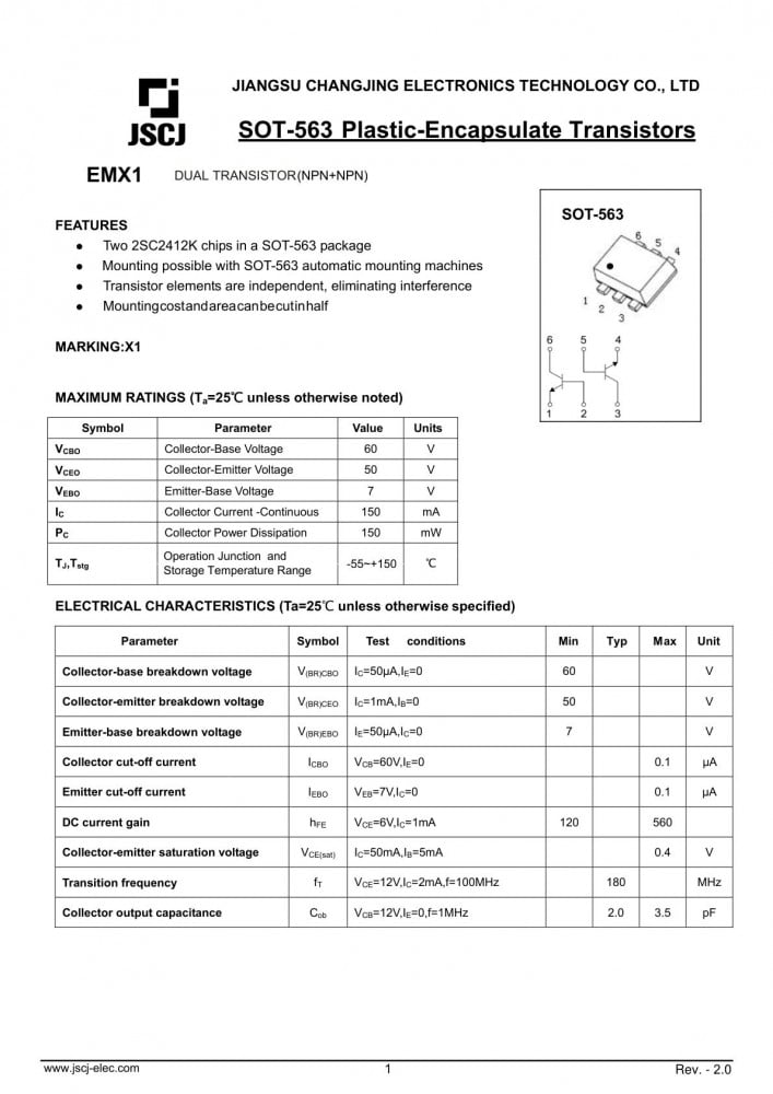 EMX1 datasheet page 1