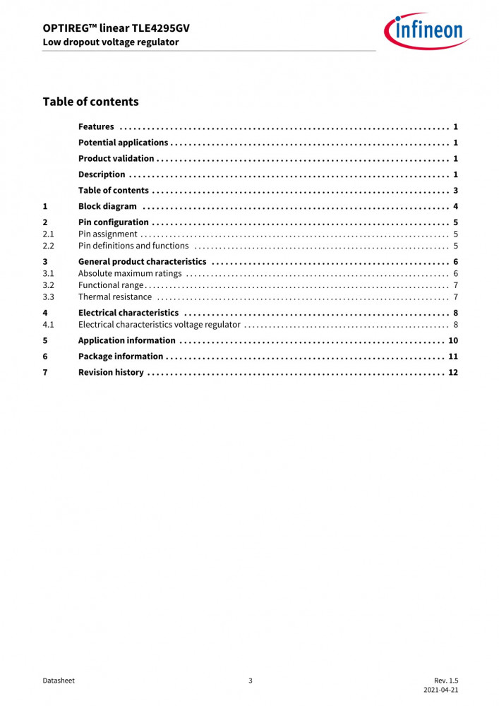 TLE4295GV datasheet page 3
